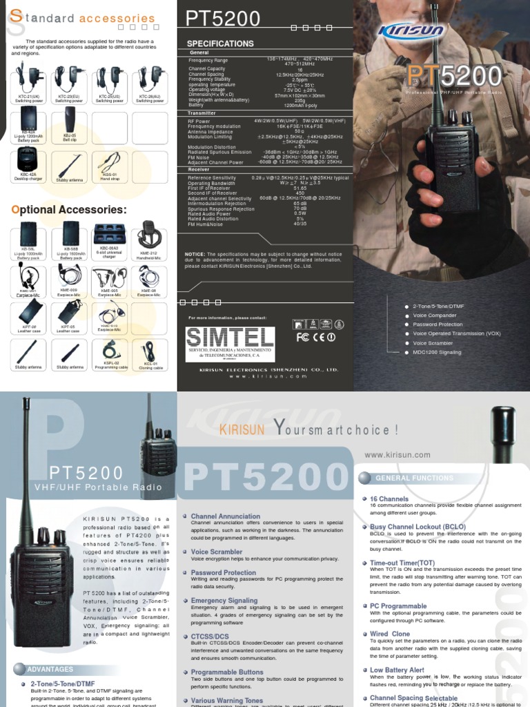 Brochure PT5200 | PDF | Radio | Broadcasting