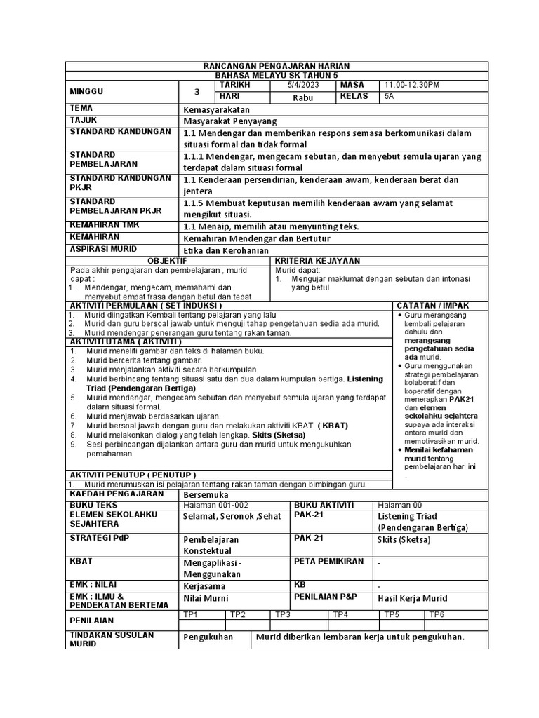 RPH 5 Minggu 2-7 Apr | PDF