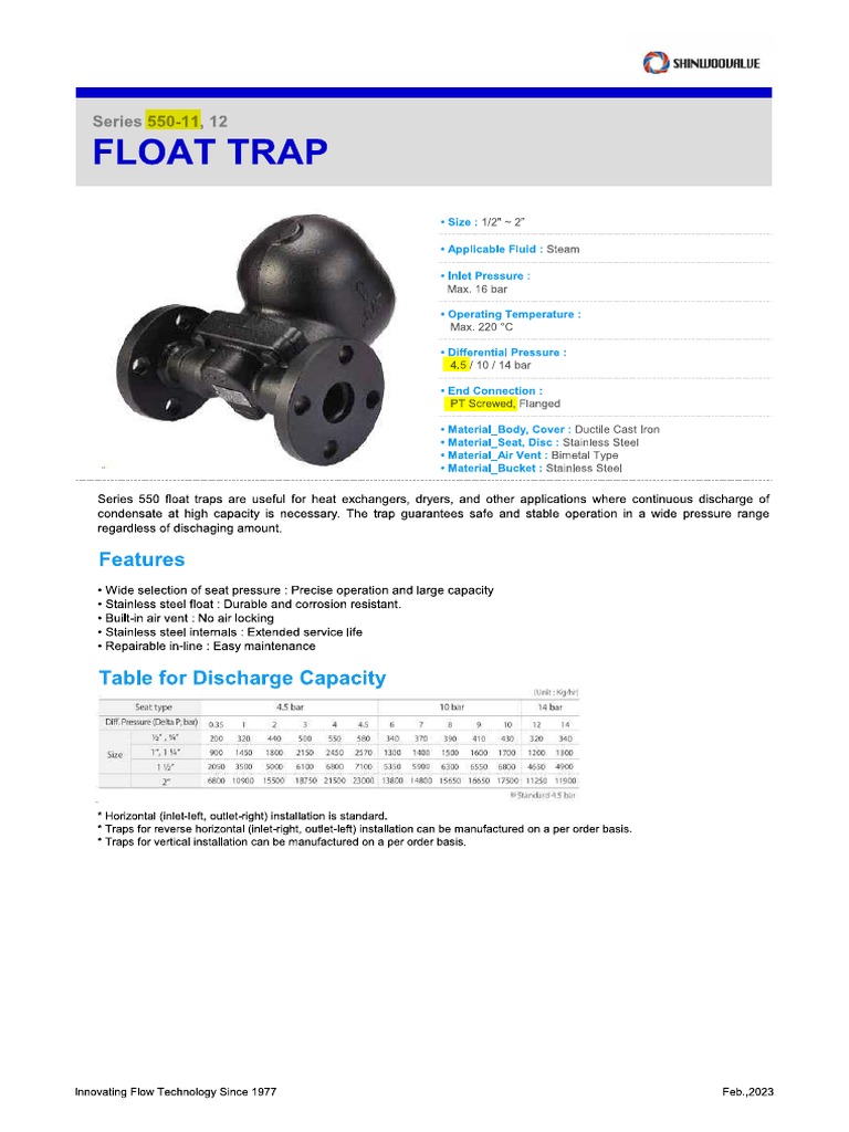 Steam - Float Trap S550-11 | PDF
