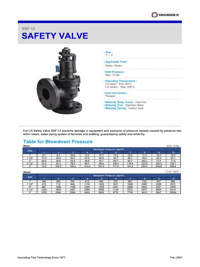 Steam - Safety Relief Valve SSF-12 | PDF