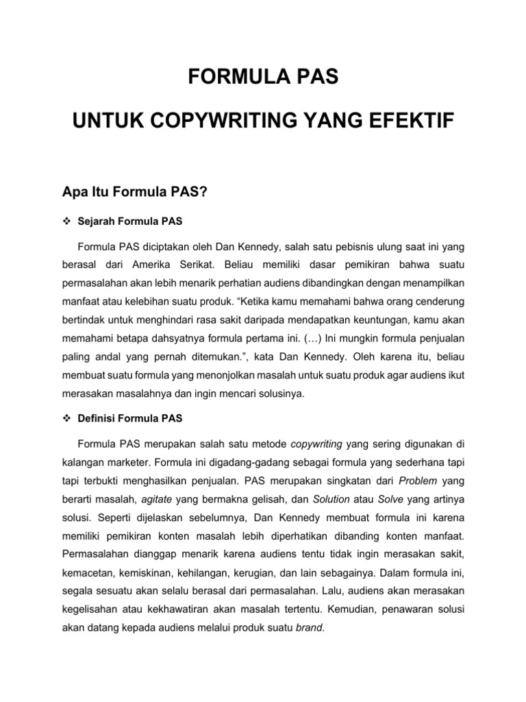 Formula PAS Untuk Copywriting | PDF