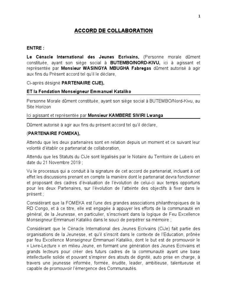 ACCORD DE COLLABORATION | PDF