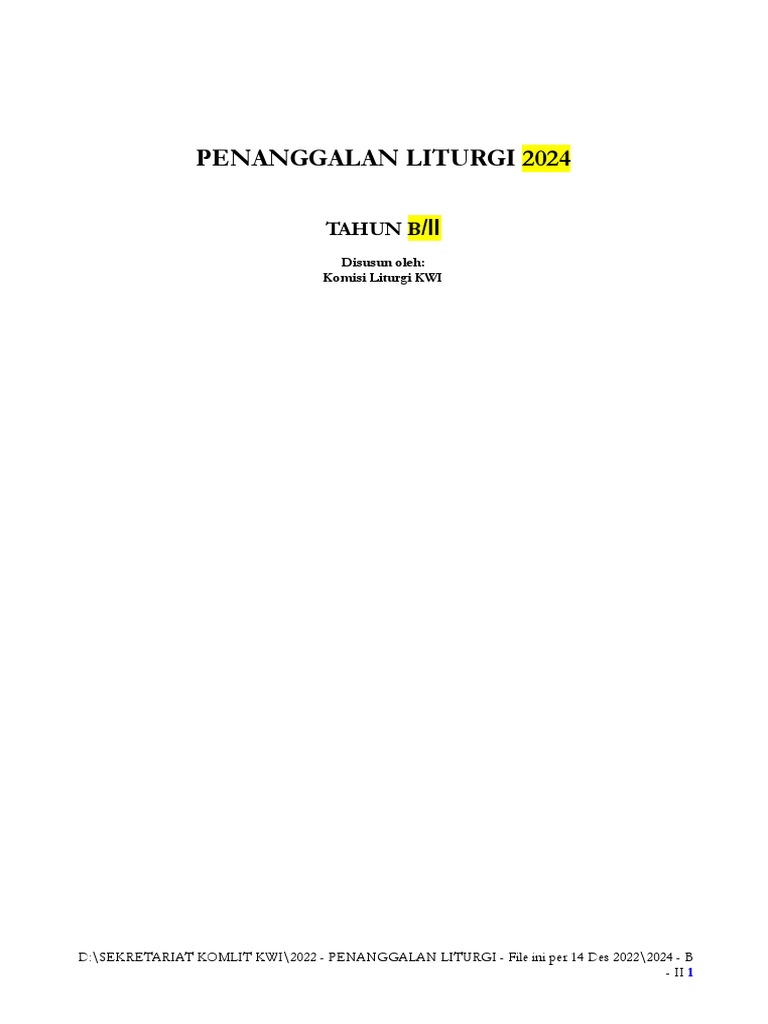 Penanggalan Liturgi 2024-B-Ii - Umum | PDF
