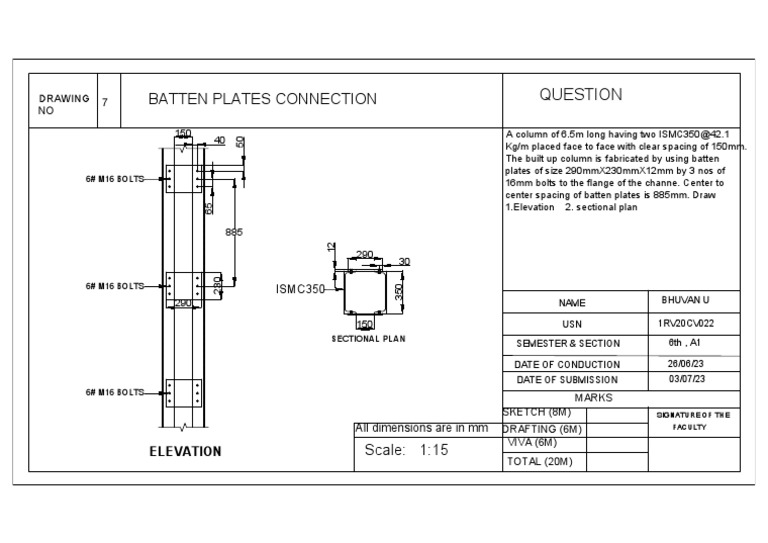 Batten Plates Connection: Drawing NO 7 | PDF