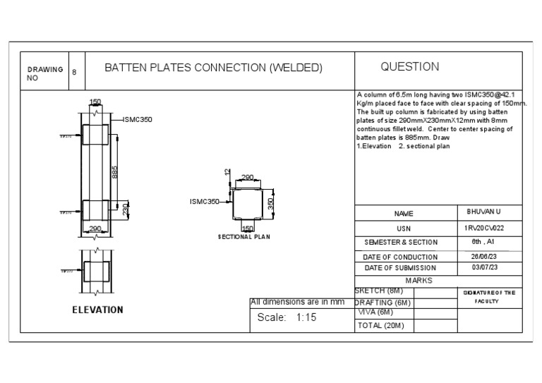 Batten Plates Connection (Welded) : Drawing NO 8 | PDF | Welding ...