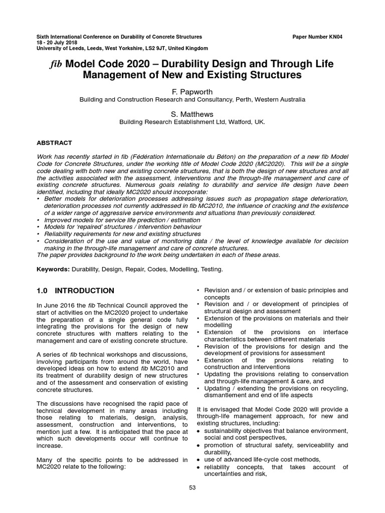 Fib Model Code 2020 Durability Design An | PDF | Reliability ...