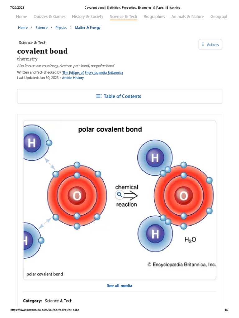 Covalent Bond - Definition, Properties, Examples, & Facts - Britannica ...