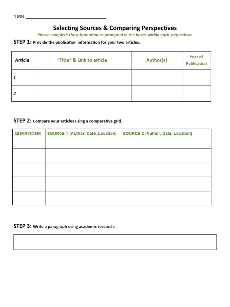ENG 102 7wk Comparing Author Perspectives | PDF