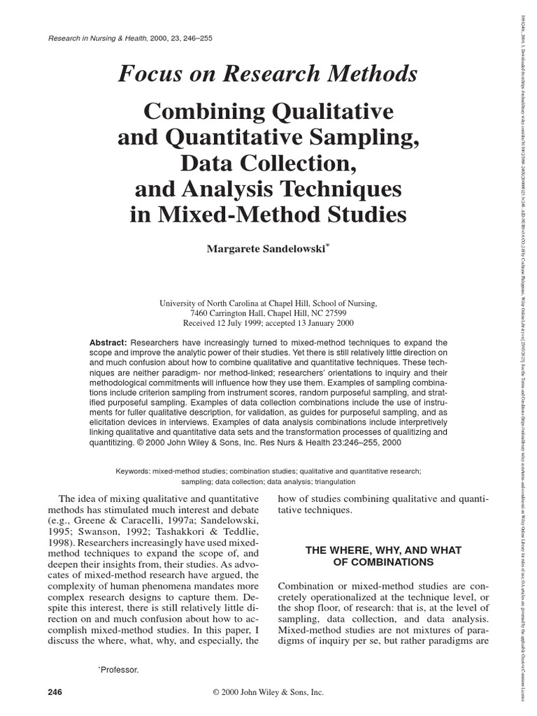 Research in Nursing Health - 2000 - Sandelowski - Combining Qualitative ... Research in Nursing Health - 2000 - Sandelowski - Combining Qualitative ...