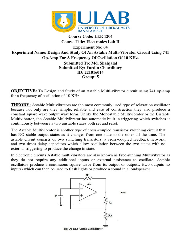Course Code Eee 2104 Exp 04 221016014 Pdf Analog Circuits Electromagnetism