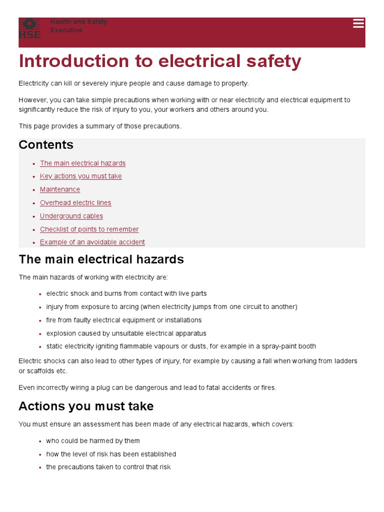Electrical Safety Guidelines and Hazards | PDF | Electrical Connector ...
