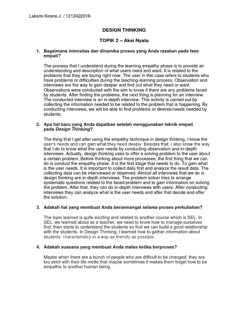 Laksmi - DT Topik 2 - Aksi Nyata | PDF | Design Thinking | Insight
