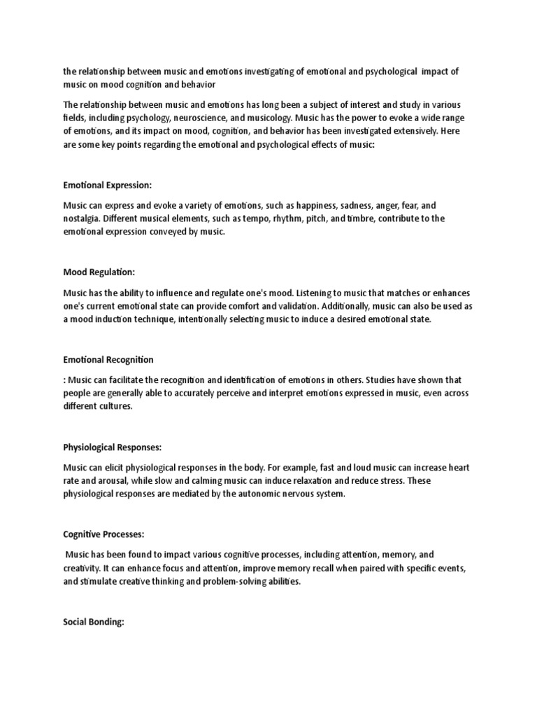 Music's Emotional and Psychological Impact | PDF | Emotions | Mental Health