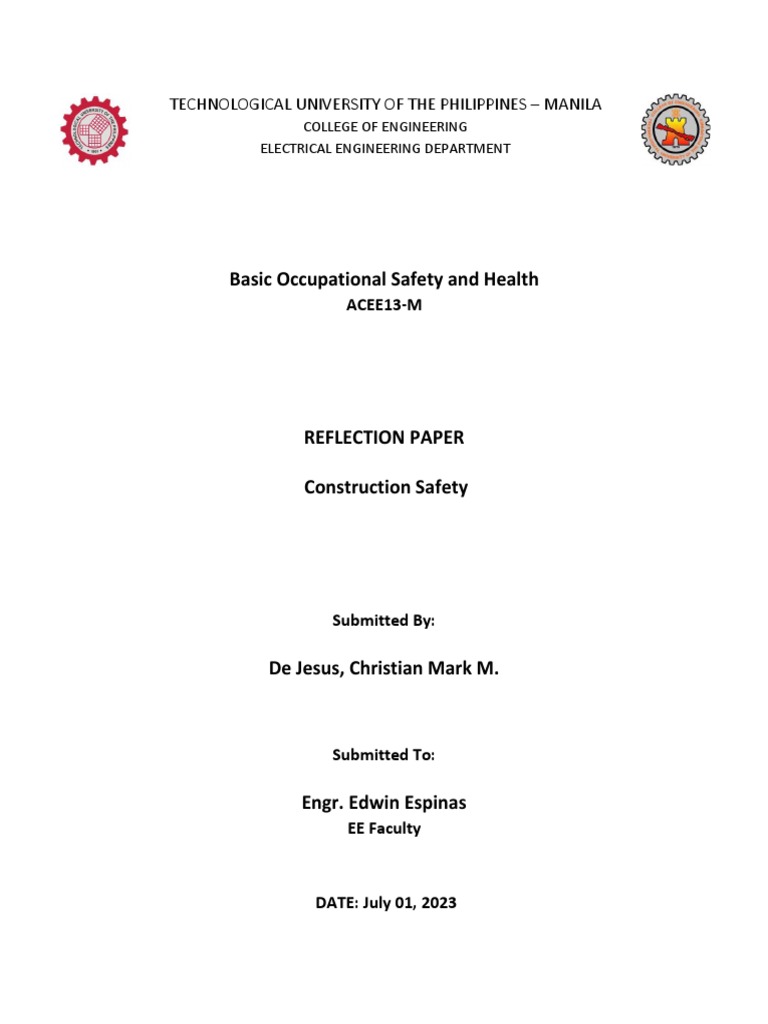 Construction Safety Reflection Paper | PDF | Occupational Safety And ...