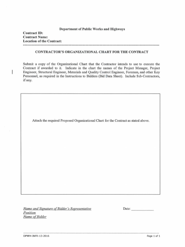 DPWH-INFR-13 Contractor's Organizational Chart | PDF DPWH-INFR-13 Contractor's Organizational Chart | PDF