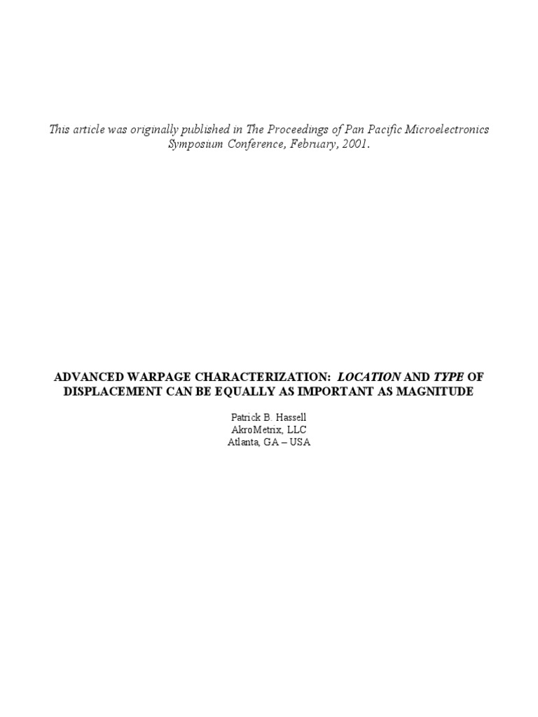 Advanced Warpage Characterization | PDF | Printed Circuit Board | Soldering