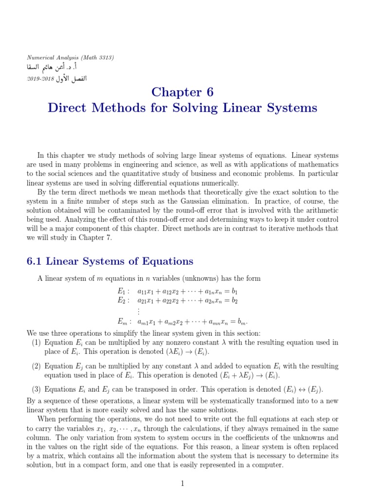 Direct Methods For Solving Linear Systems: A ® Ë@ Õæ Aë Áöß at - X - at Èð B@ É ®Ë@ | PDF ...