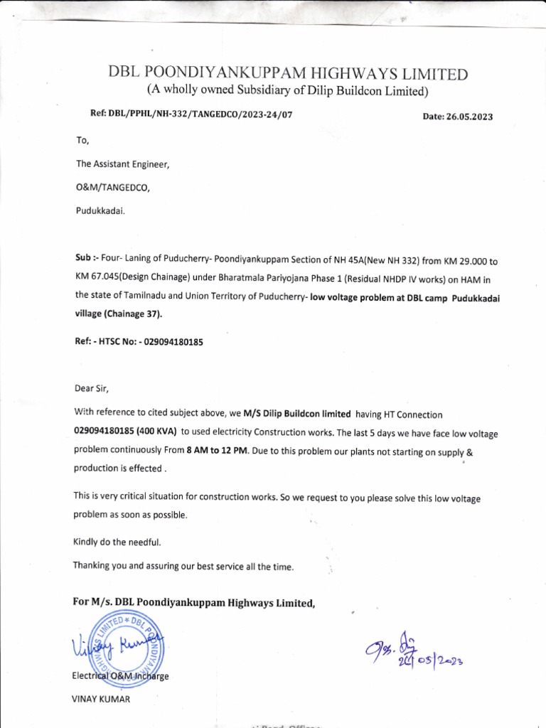 Low Voltage Letter | PDF