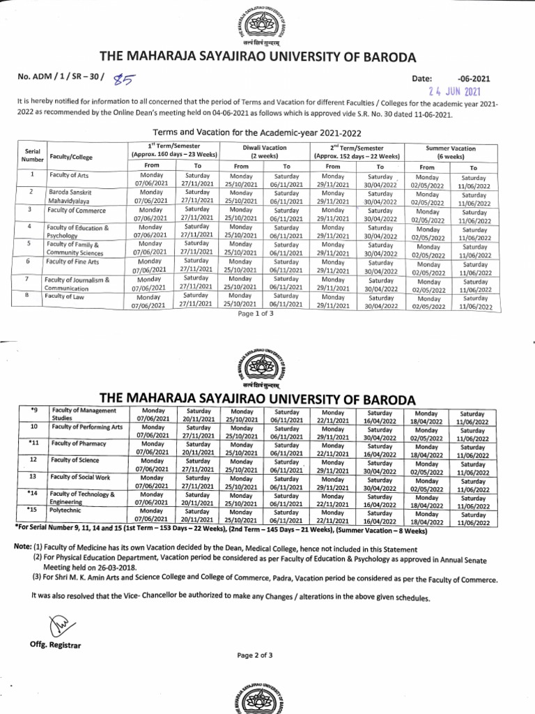 Academic Calendar - 2021-22 | PDF