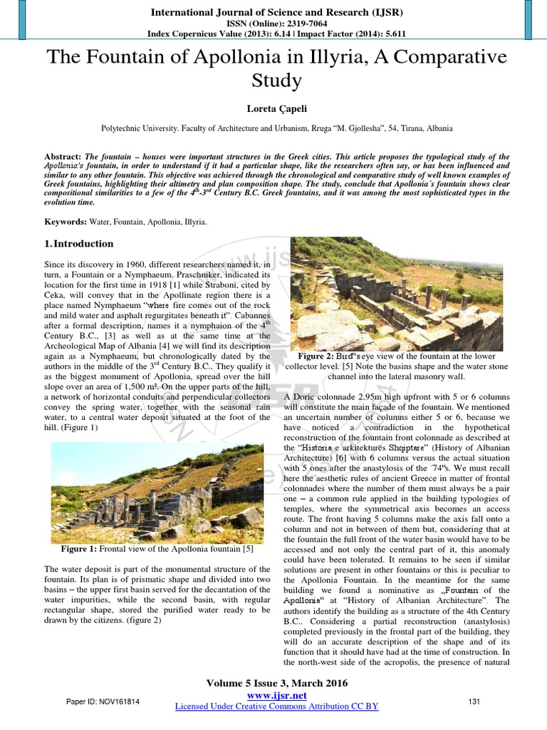 Comparative Study of Apollonia Fountain | PDF | Fountain | Column