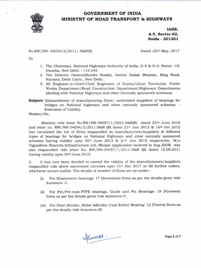 Extension of Validity Upto 31.12.2017 DT 22.05.2017 | PDF