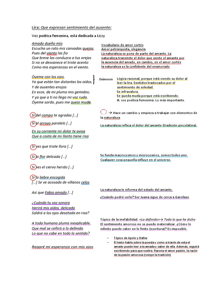 Tema 4. Poemas Sor Juana | PDF | Amor