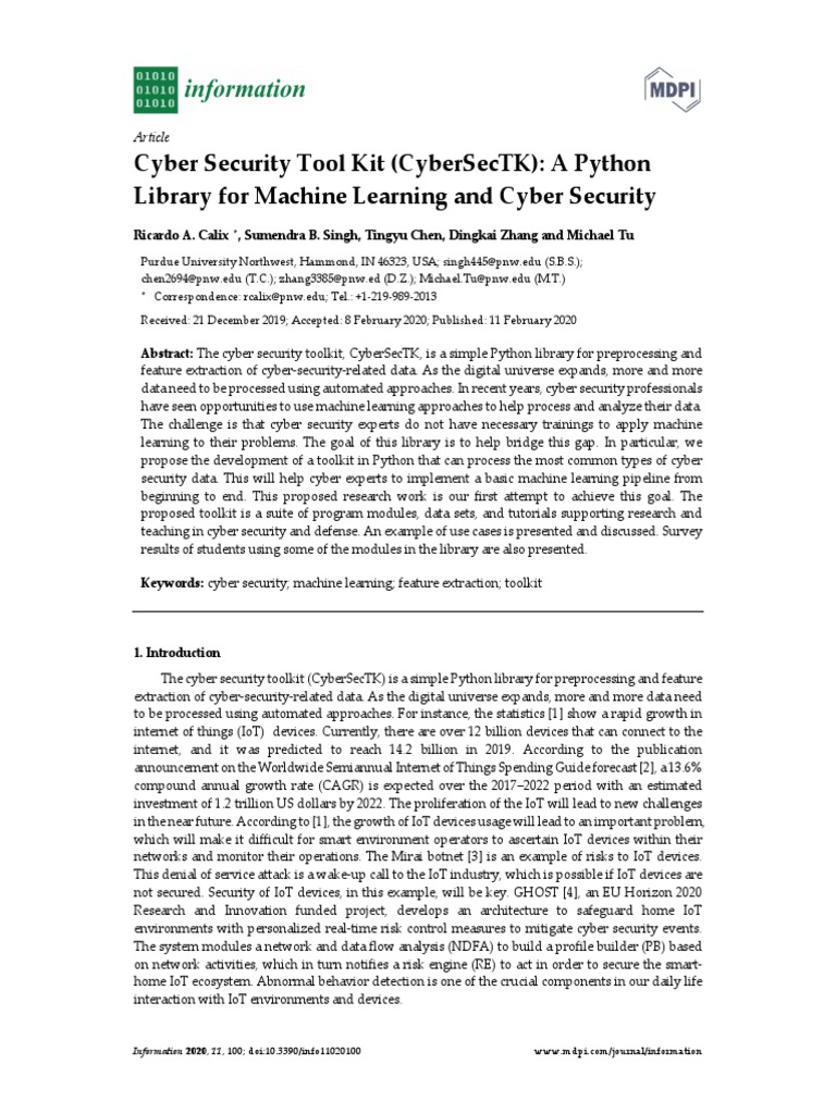 Cyber Security Tool Kit CyberSecTK A Python Librar | PDF | Internet Of ...