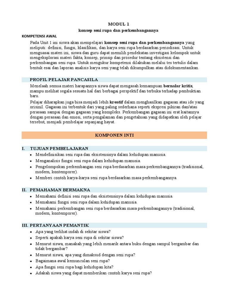 Seni Rupa Unit 1 - Pengenalan Seni Rupa | PDF | Sejarah