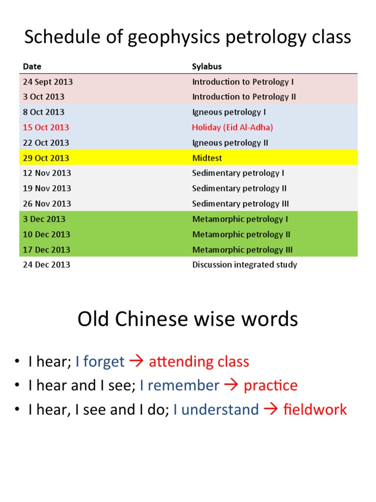 Geophysics Petrology Class Schedule | PDF | Igneous Rock | Rock (Geology)