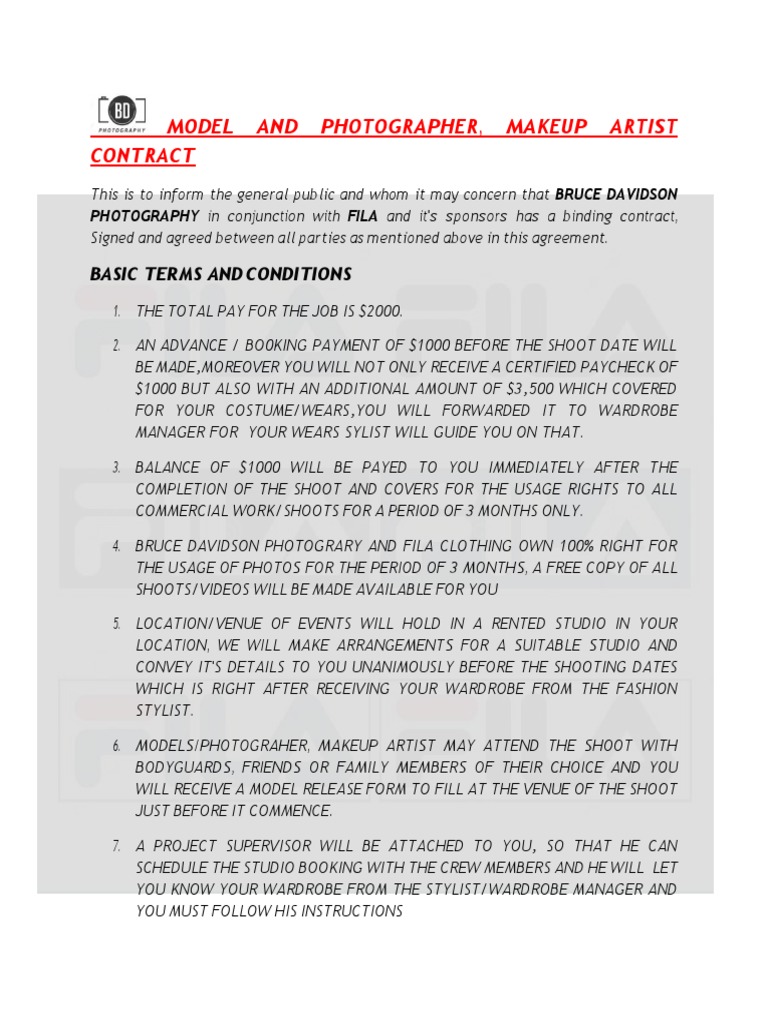 Brucedavidsonphotoshoot Contracts | PDF | Law Brucedavidsonphotoshoot Contracts | PDF | Law