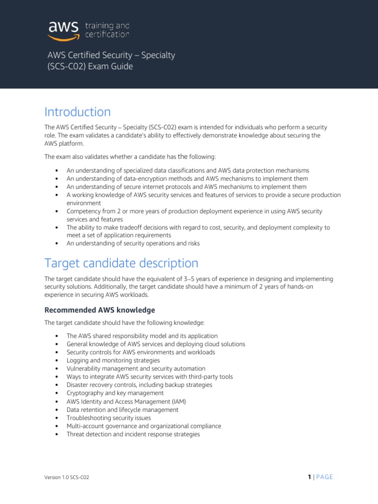 AWS Certified Security Specialty - Exam Guide | PDF | Security | Computer Security