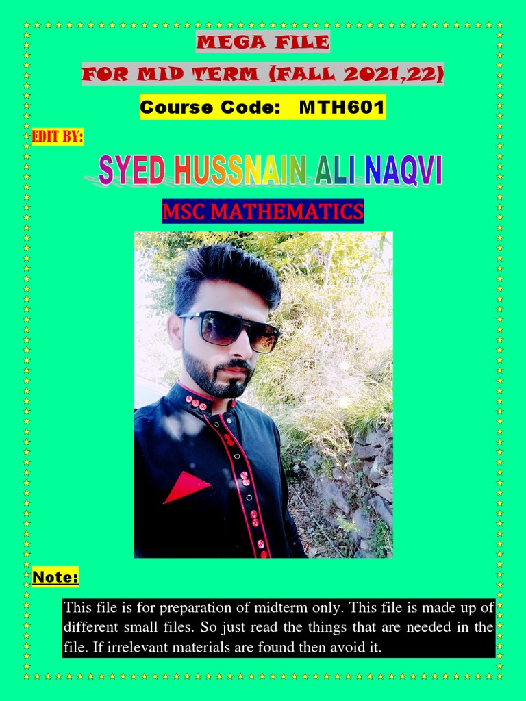 Mth601 Mega File For Mid Term by Hussnain Ali | PDF | Computers