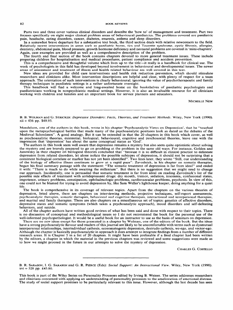 Social Support An Interactional View | PDF