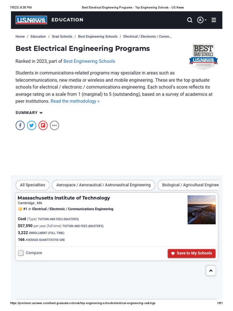 Best Electrical Engineering Programs 2023 - Top Engineering Schools - US News | PDF