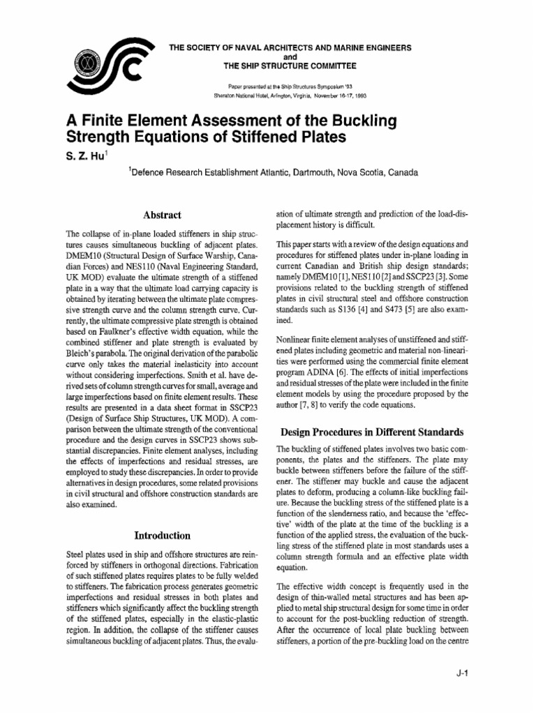 A Finite Element Assessment of The Buckling Strength Equations of ...