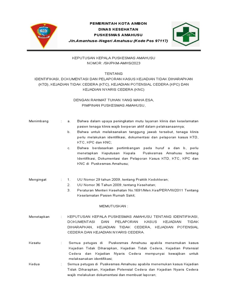 Keputusan Puskesmas Amahusu 2023 | PDF
