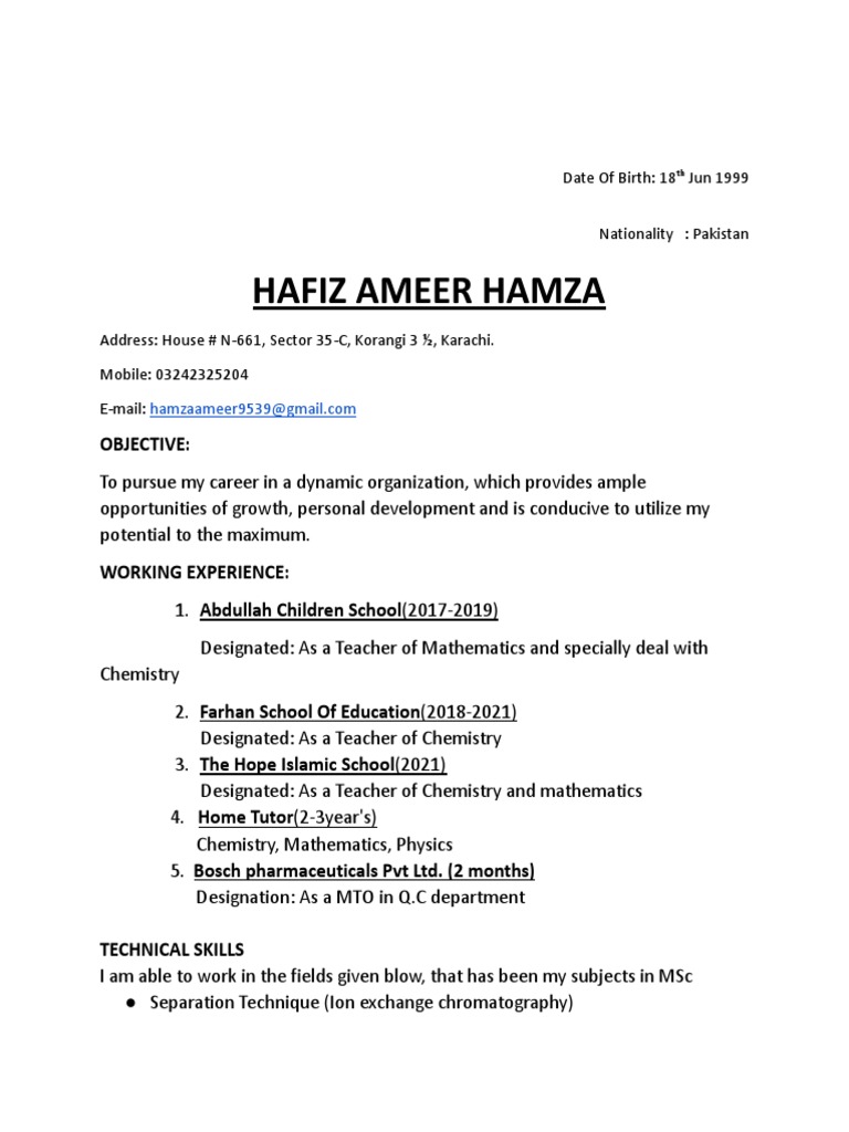 CV Ameer Hamza PDF | PDF | Career & Growth