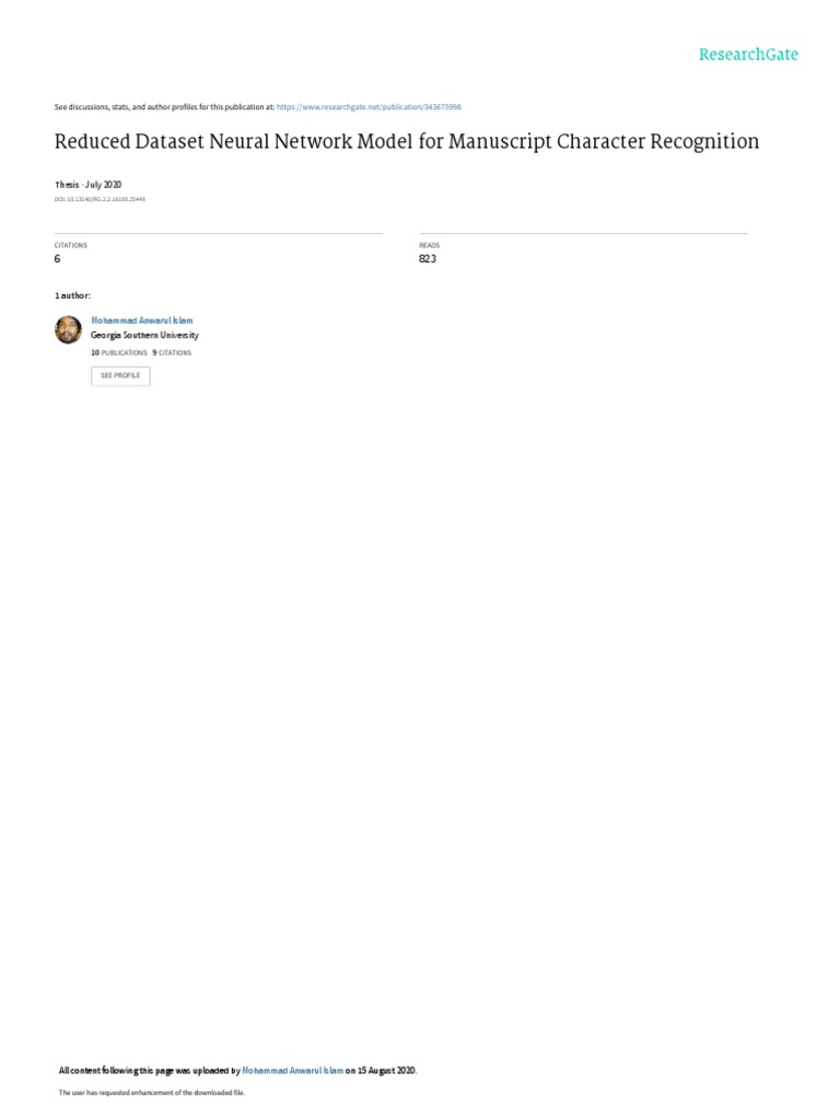 Reduced Dataset Neural Network Model For Manuscript Character Recognition Pdf