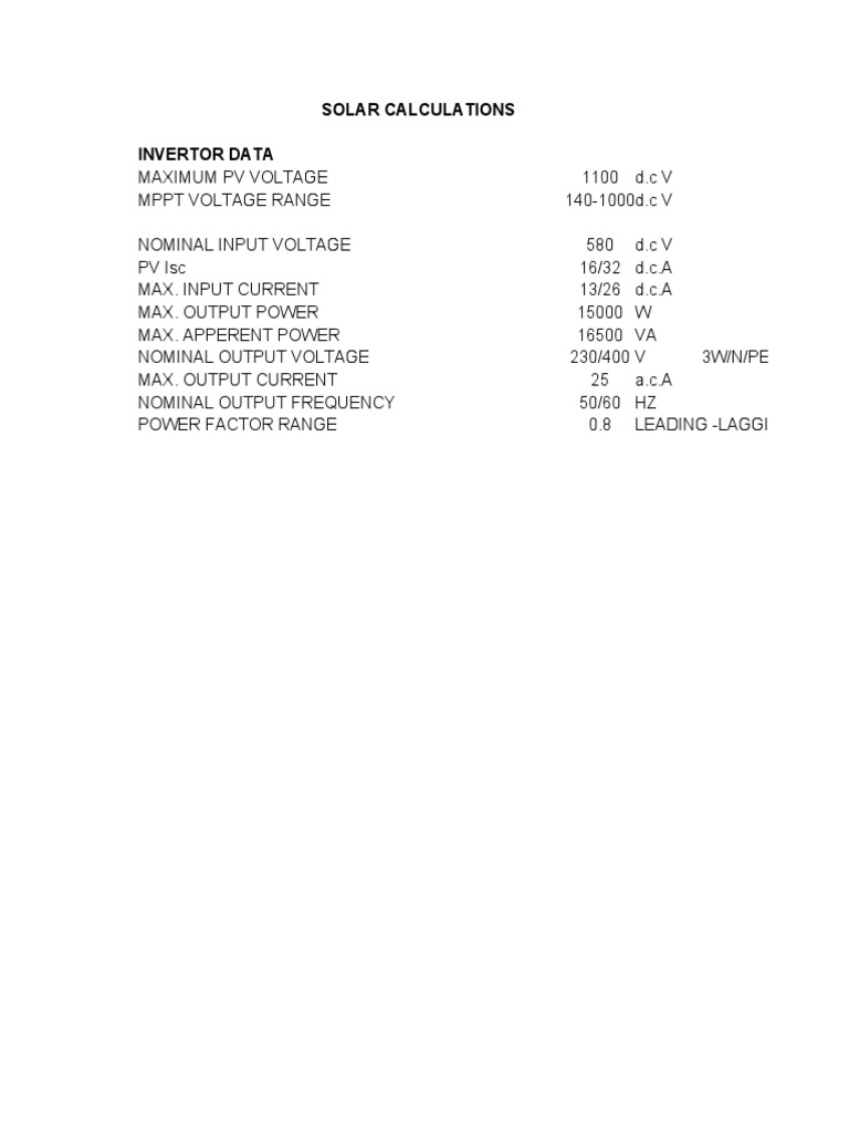 Solar Calculations | PDF | Photovoltaics | Photovoltaic System