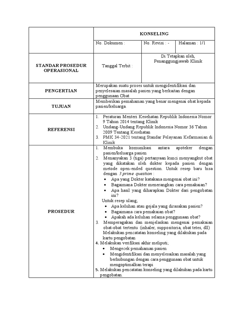 Contoh Sop Konseling | PDF
