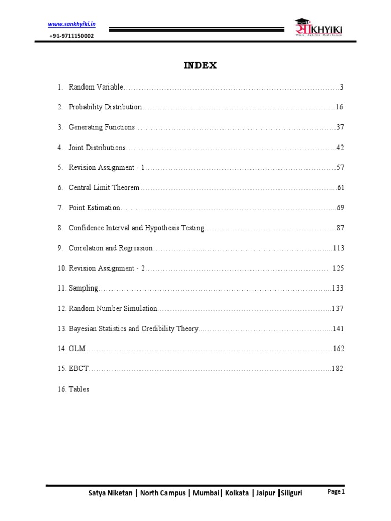 CS1A Workbook For Sept 2020 Exams Sankhyiki | PDF | Probability Density Function | Probability ...