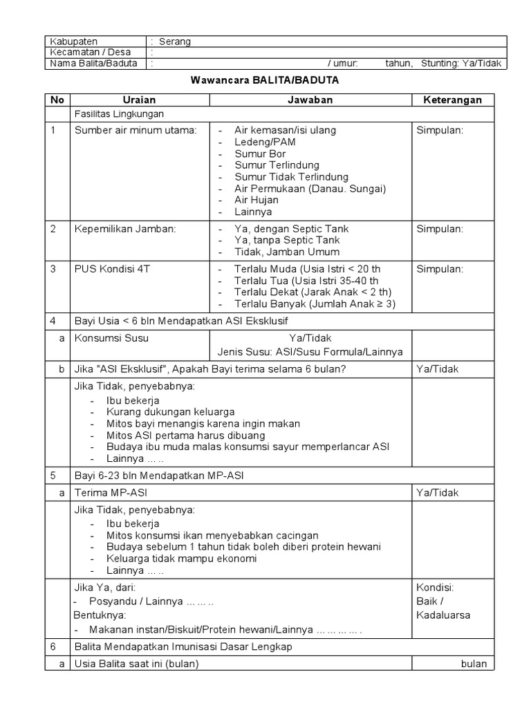 Wawancara Baduta - Balita | PDF
