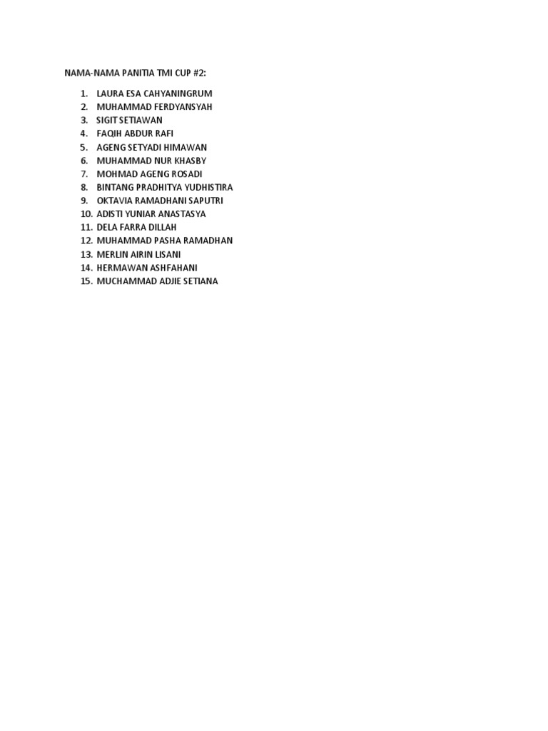 Panitia Tmi Cup 1 | PDF