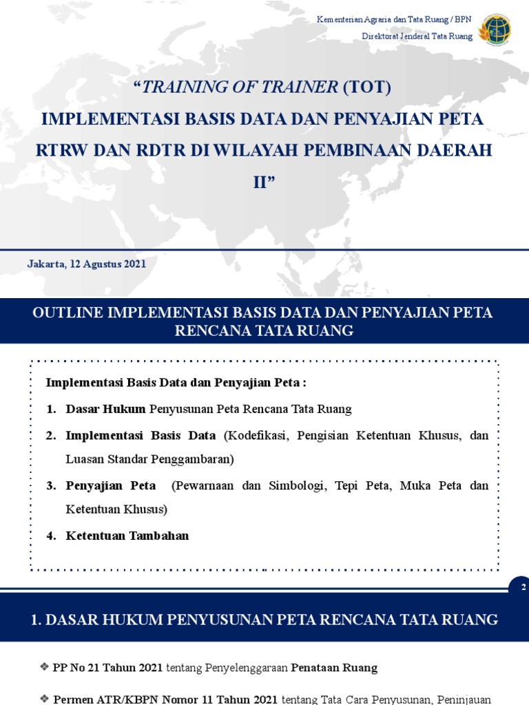 Bahan ToT Basisdata Dan Penyajian Peta RTRW Dan RDTR | PDF