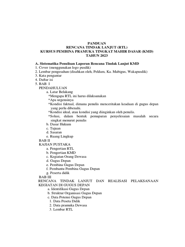 Panduan RTL KMD 2023 | PDF