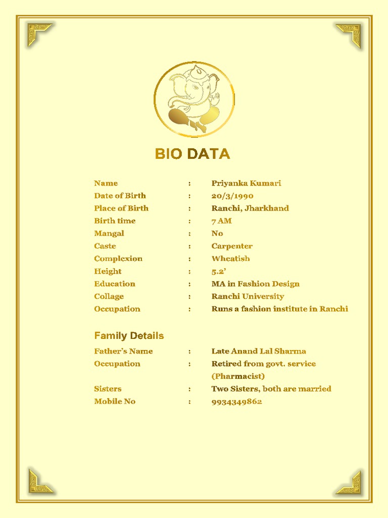 Priyanka Kumari's Bio Data | PDF