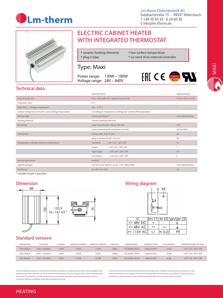 Data - Sheet Calefactor 180 W LM-THERM Cod 950406 | PDF | Manufactured Goods | Mechanical ...