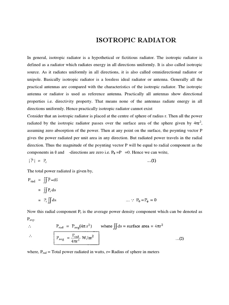 Isotropic Radiator | PDF | Angle | Antenna (Radio)