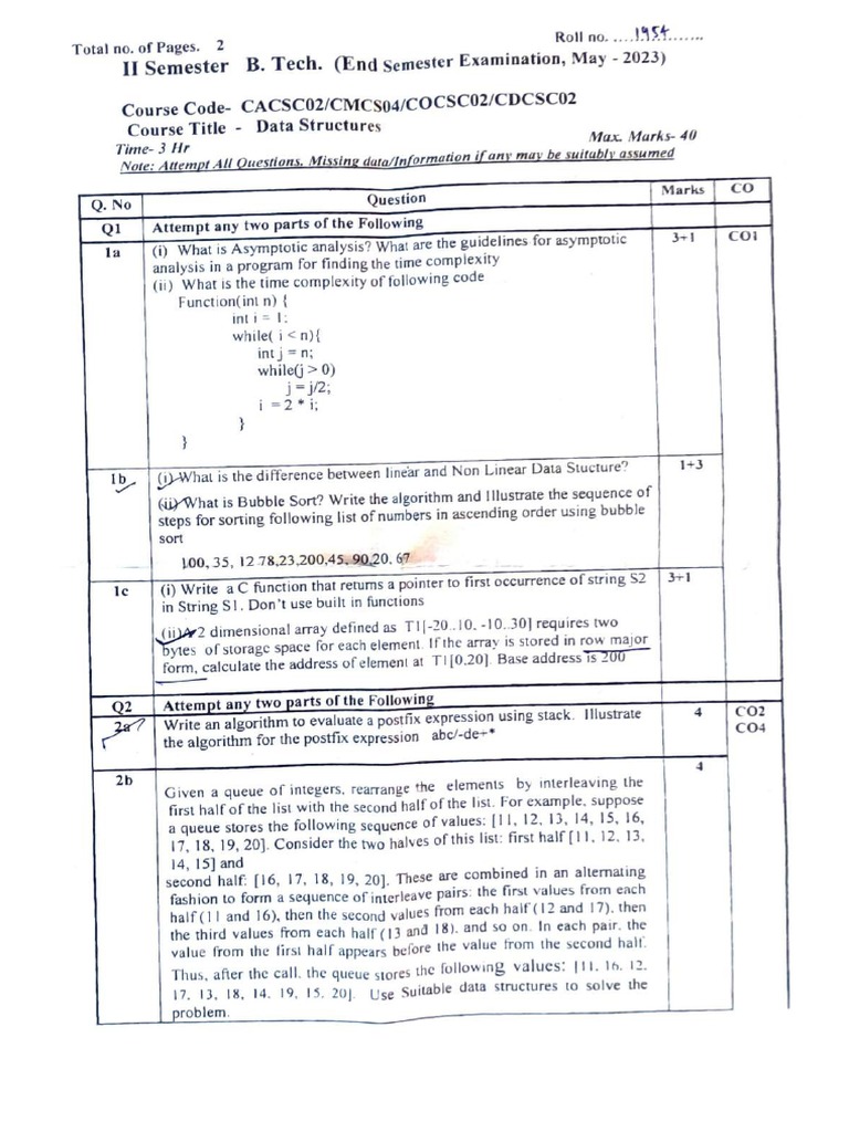DSA Paper July 2023 | PDF