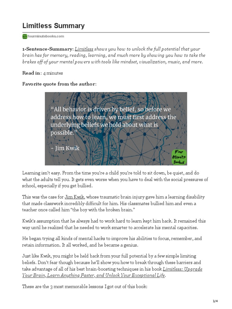 Limitless Summary | PDF | Memory | Mental Image